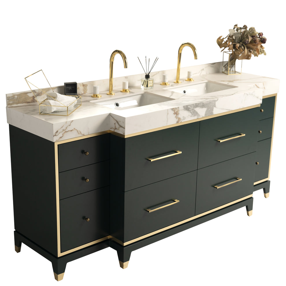 Ayasofya 72 Inch Green Double Sink Vanity with Countertop – Avaluxury