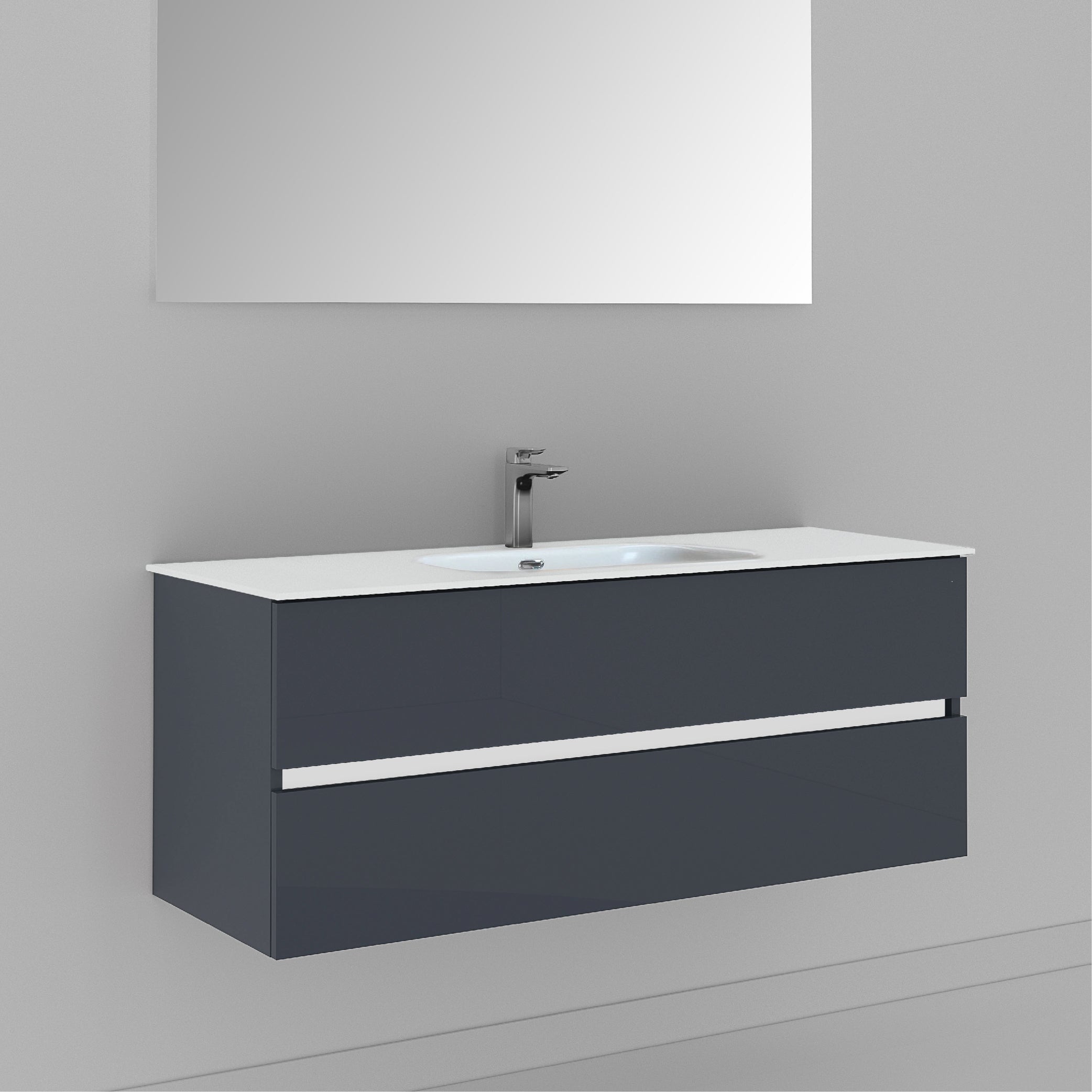 48 Inch High Gloss Anthracite Veneto Floating Bathroom Vanity – Avaluxury